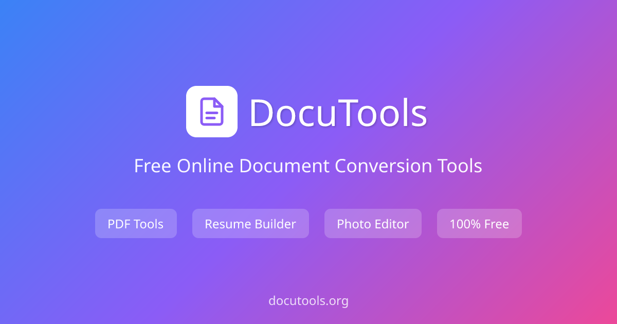 DocuTools - Free Online Document Conversion Tools | PDF, Image, Resume ...